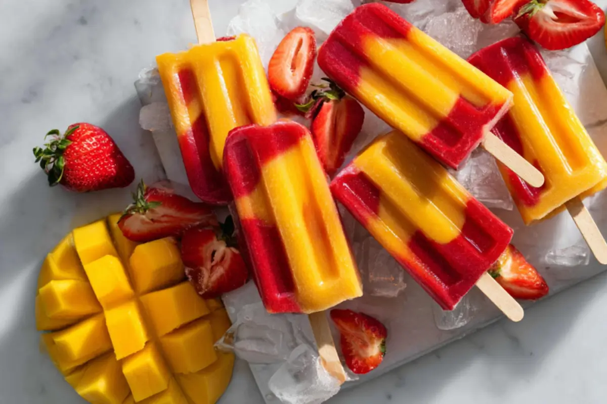 Mango Strawberry Popsicles (Naturally Sweetened and Family )