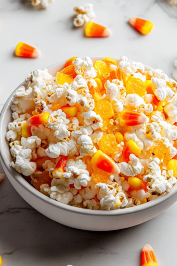 Candy Corn Popcorn Mix Festive Crunchy Halloween Recipe